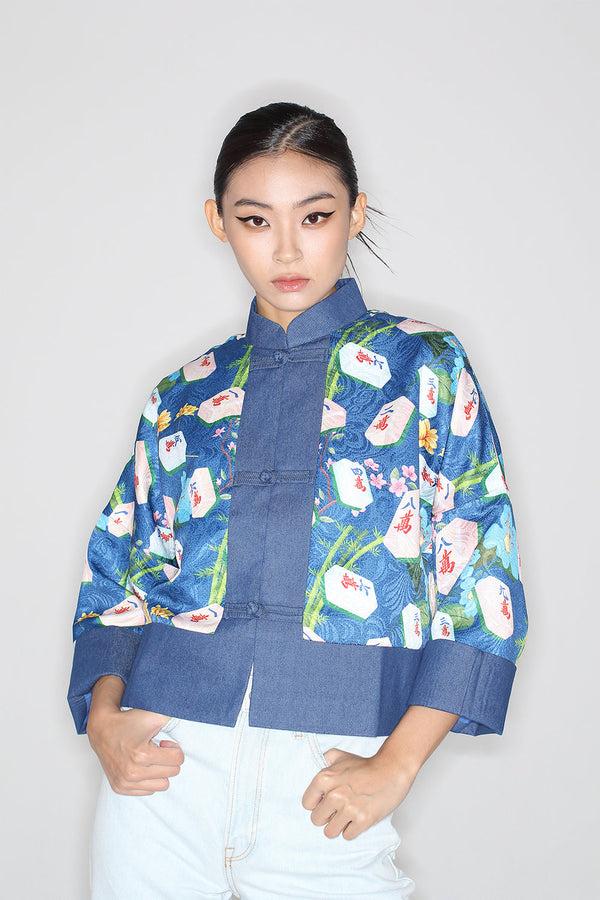 Kylin Mahjong Print Denim Jacket (Blue) – Glocal Mahjong